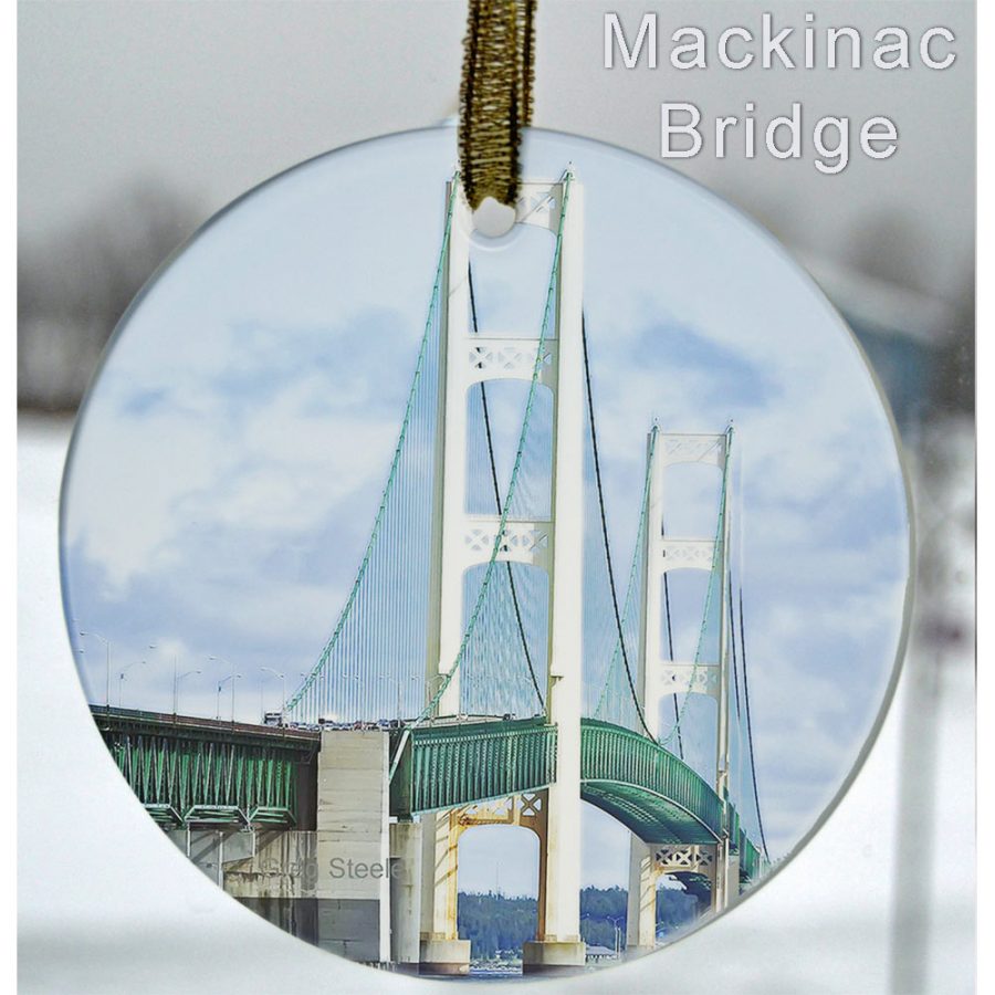 Michigan's Mackinac Bridge Glass Suncatcher Ornament for Sale | Made In ...